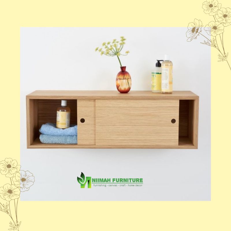 Jual Rak Dinding Pintu Geser Sabia Kayu Jati Belanda Floating Storage ...