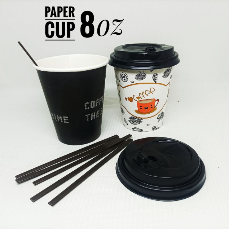 Jual Paper Cup 8oz Motif - Gelas Kopi Kertas -Tutup. Gelas Kertas (isi 50pcs) | Shopee Indonesia