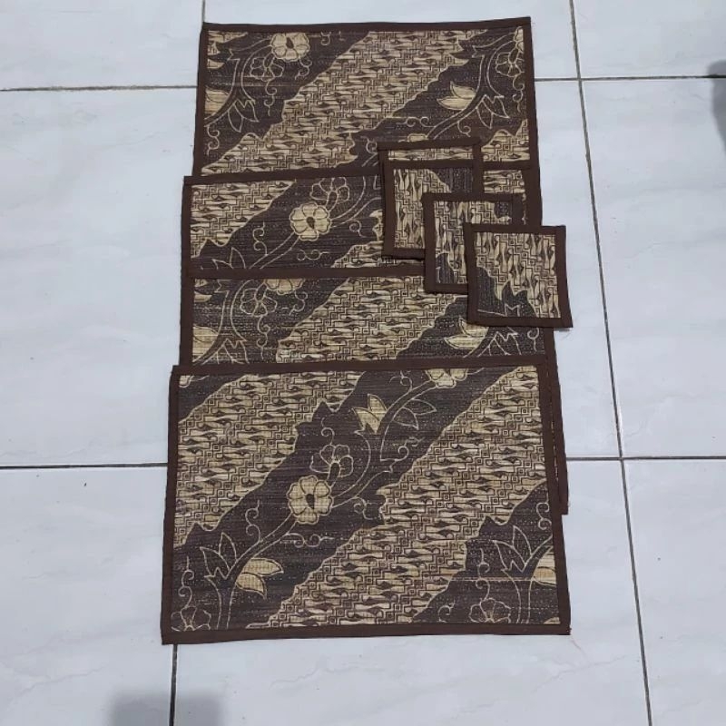 Jual Alas Piring Dan Gelas Motif Batik Jogya 4 set | Shopee Indonesia