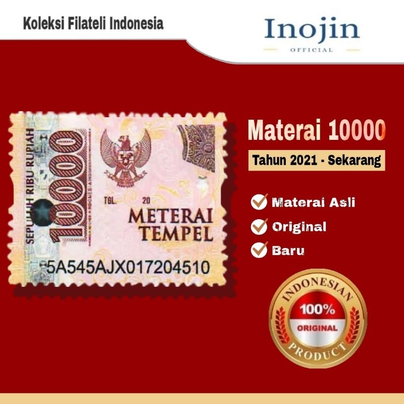 Jual Materai 10000 Tahun 2021 2022 2023 2024 Perangko Matrai Tempel ...