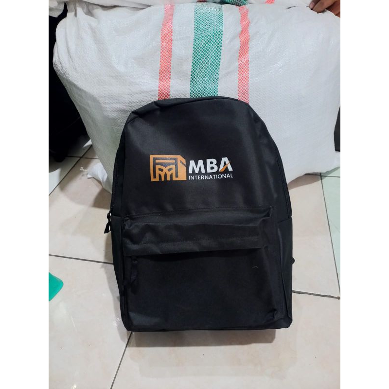 Jual tas ransel bakcpack hitam polos bisa custom logo cocok untuk ...
