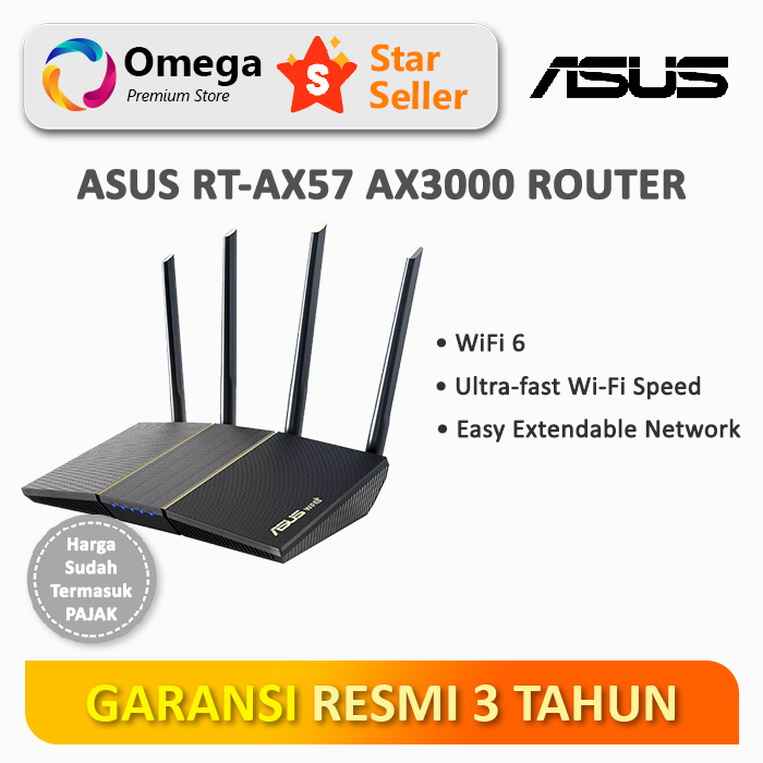 Jual Asus RT-AX57 AX3000 Dual Band WiFi 6 Extendable Router | Shopee ...