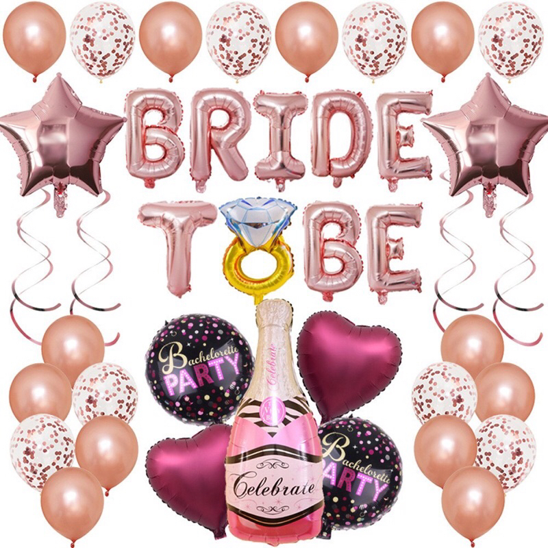 Jual BALON SMALL SET "BRIDE TO BE" WITH DIAMOND RING AND 3D BOTTLE ...