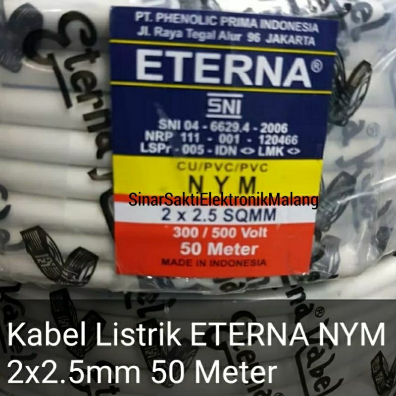 Jual Kabel Listrik Eterna NYM 2x2.5 mm 50 Meter 50M 2 x 2.5 Kawat 2x2,5 SNI | Shopee Indonesia