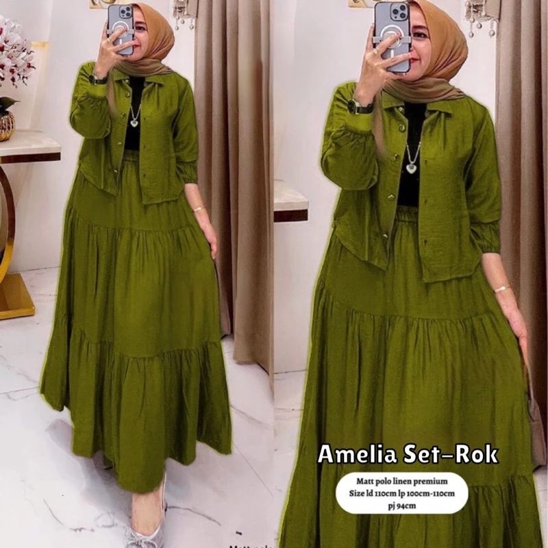 Jual Amelia Set Setelan Rok Dan Atasan Bahan Crinkle Airflow Wanita ...