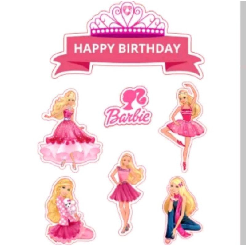 Jual Cake Topper Kertas Hiasan Kue Ulang Tahun Barbie | Shopee Indonesia