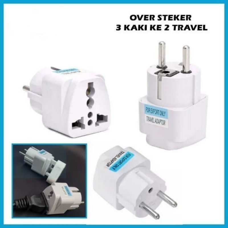 Jual Over Steker Adaptor 3 Kaki Travel Adapter ke 2 Universal (UK + US ...