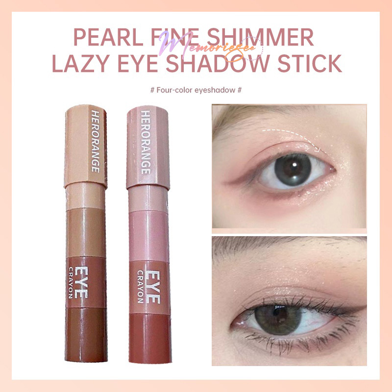 Jual COD&Ready HERORANGE Eyeshadow Crayon 4 in 1 Matte Glitter Cream ...