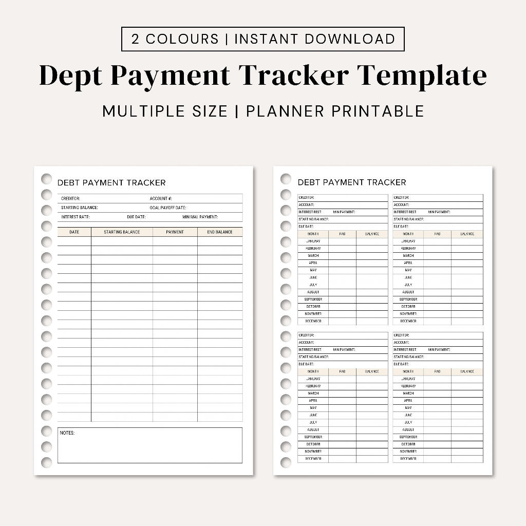 Jual Debt Payment Tracker Printable , Debt Tracker Printable, Debt ...