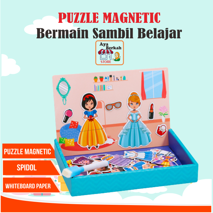 Jual Puzzle Magnet mainan edukasi anak perempuan magnetic puzzle toys ...