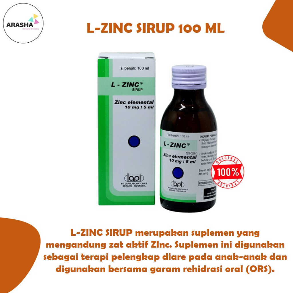 Jual L ZINC SIRUP 100 ML Suplemen Untuk Diare Bayi & Anak | Shopee ...