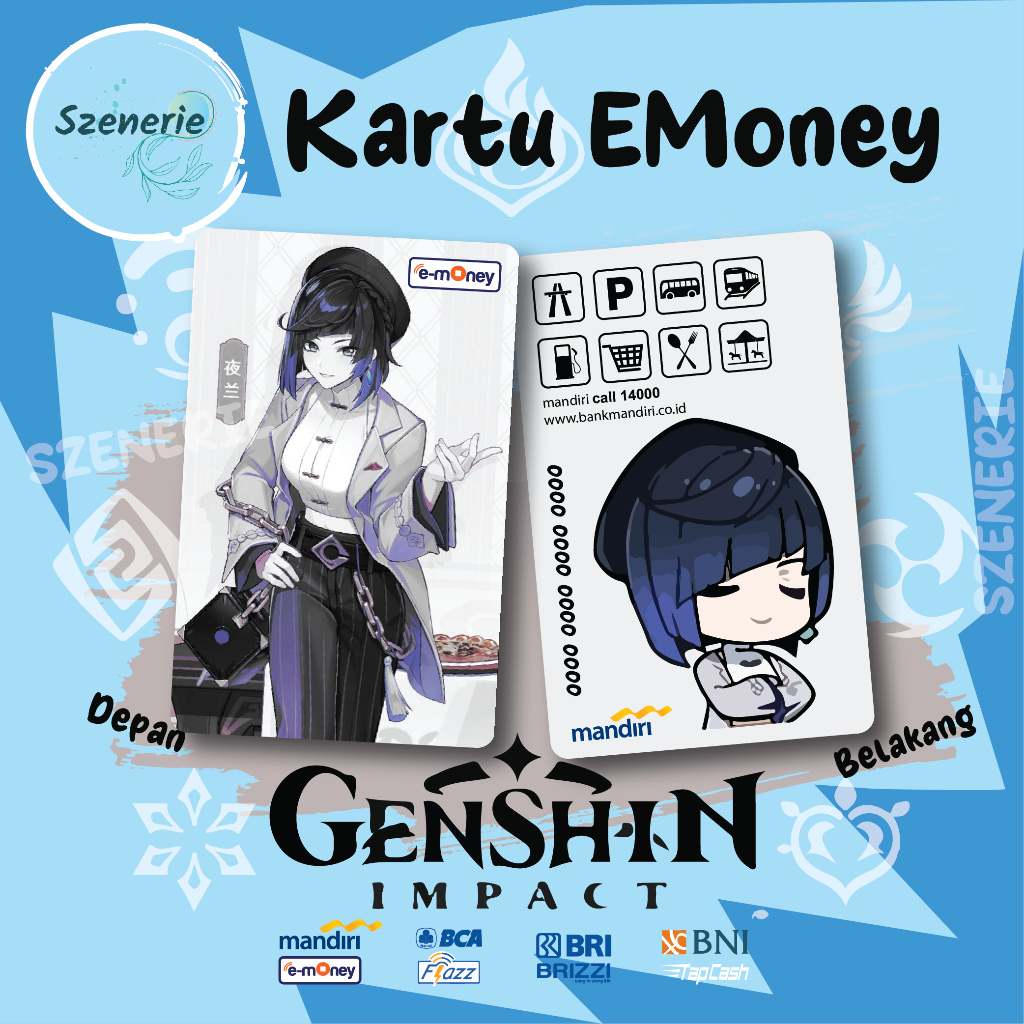 Jual Emoney Custom Yelan Genshin Flazz gen 2 Mandiri BCA Tapcash BNI ...