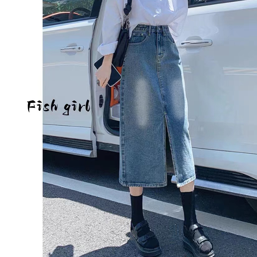 Jual rok jumbo (Size S-5XL) rok jeans panjang 7/8 rok korean style rok ...