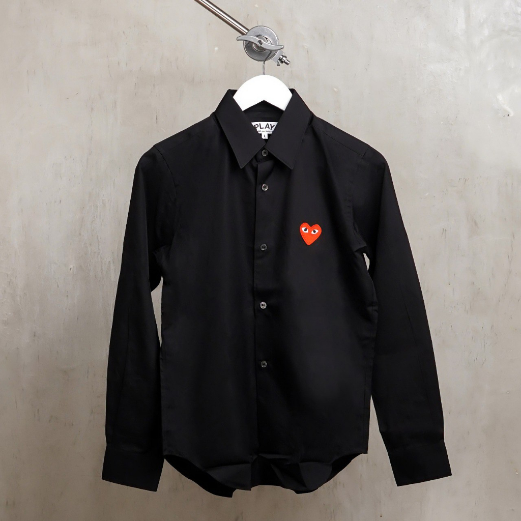 Jual Kemeja CDG PLAY RED HEART BLACK LONG SHIRT 100% ORIGINAL | Shopee ...