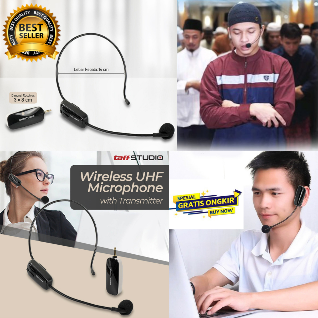 Jual Mic wireless Taffstudio Model Bando-mic call center-mic imam- | Shopee Indonesia