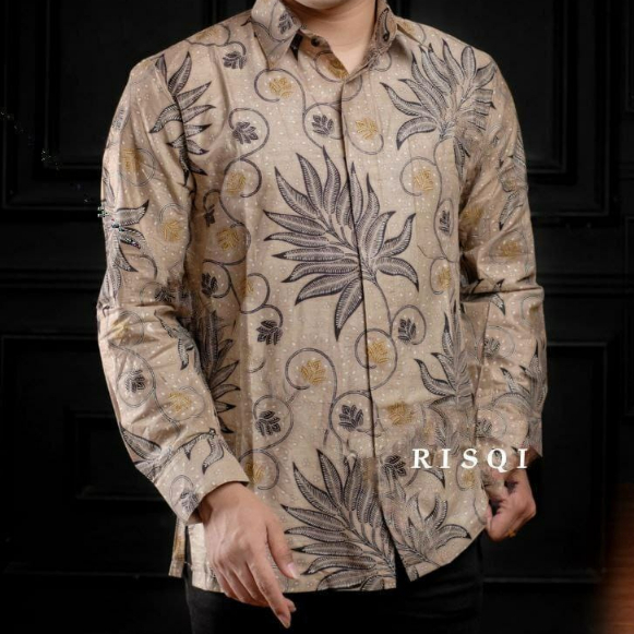 Jual Kemejan batik lengan panjang motif PARI KREAM | Shopee Indonesia