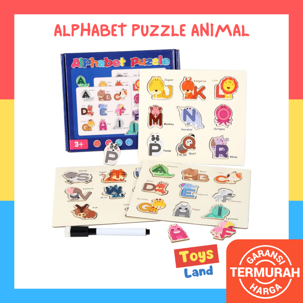 Jual Puzzle Alphabet Motif Animal 331-2 Mainan Puzzle Anak Mainan Huruf ...