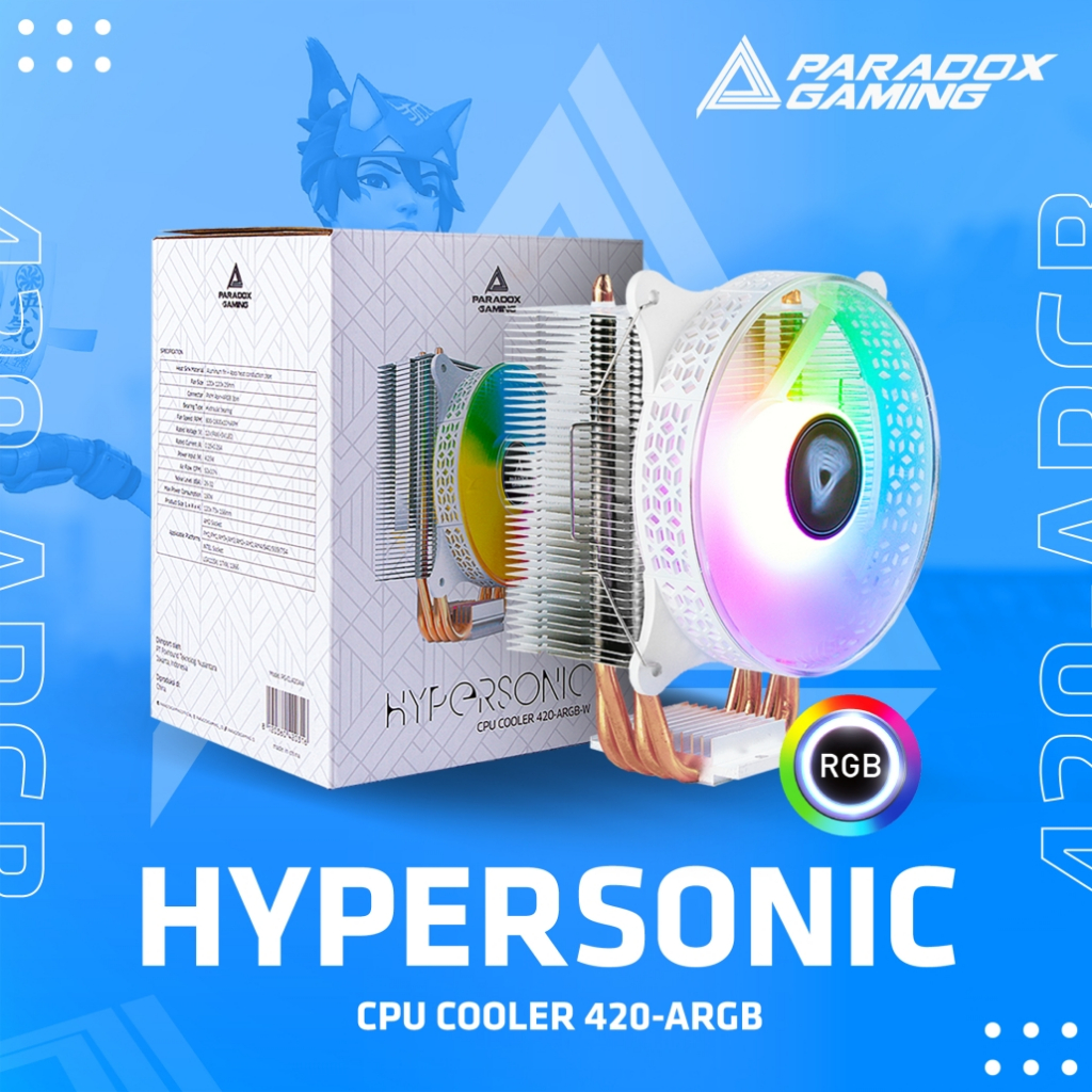 Jual CPU Cooler Paradox Gaming Hypersonic CL-420 ARGB Cooling Processor ...