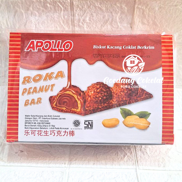 Jual Apollo Roka Peanut Bar Wafer Salut Kacang dan Cokelat Kemasan 1 ...