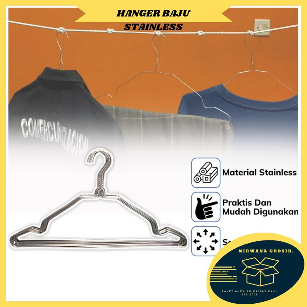 Jual NG Hanger Baju Stainless Steel (Isi 10pcs) Gantungan Jemuran ...