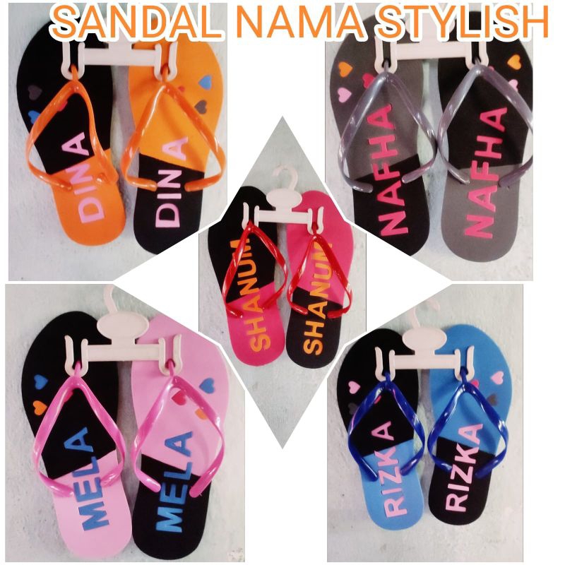 Jual SANDAL NAMA CUSTOM DESAIN ELEGAN | Shopee Indonesia
