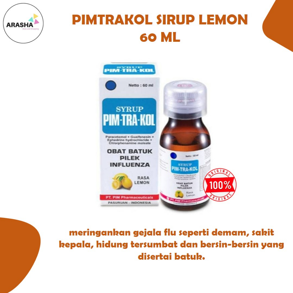 Jual PIMTRAKOL SIRUP LEMON 60 ML Obat Gejala Flu/Demam/Batuk/Hidung ...