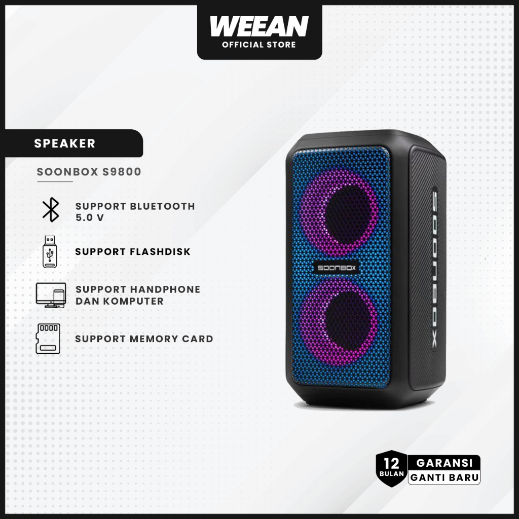 Jual WEEAN Speaker Bluetooth S9800 Soonbox Light LED Portable Waterproof Spiker Outdoor ...