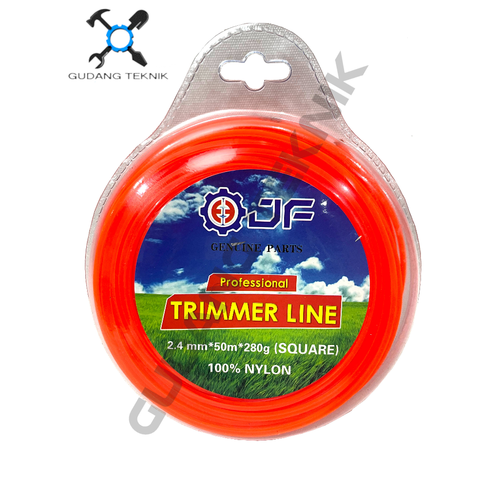 Jual (JF 2.4mmx50M) Senar Mata Potong Rumput NYLON Square Round 2.4mm ...