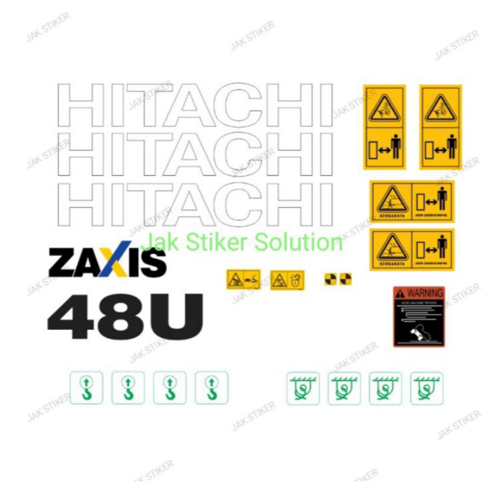 Jual STICKER ALAT BERAT Hitachi Zaxis 48U BAHAN HIGH QUALITY WATERPROOF ...