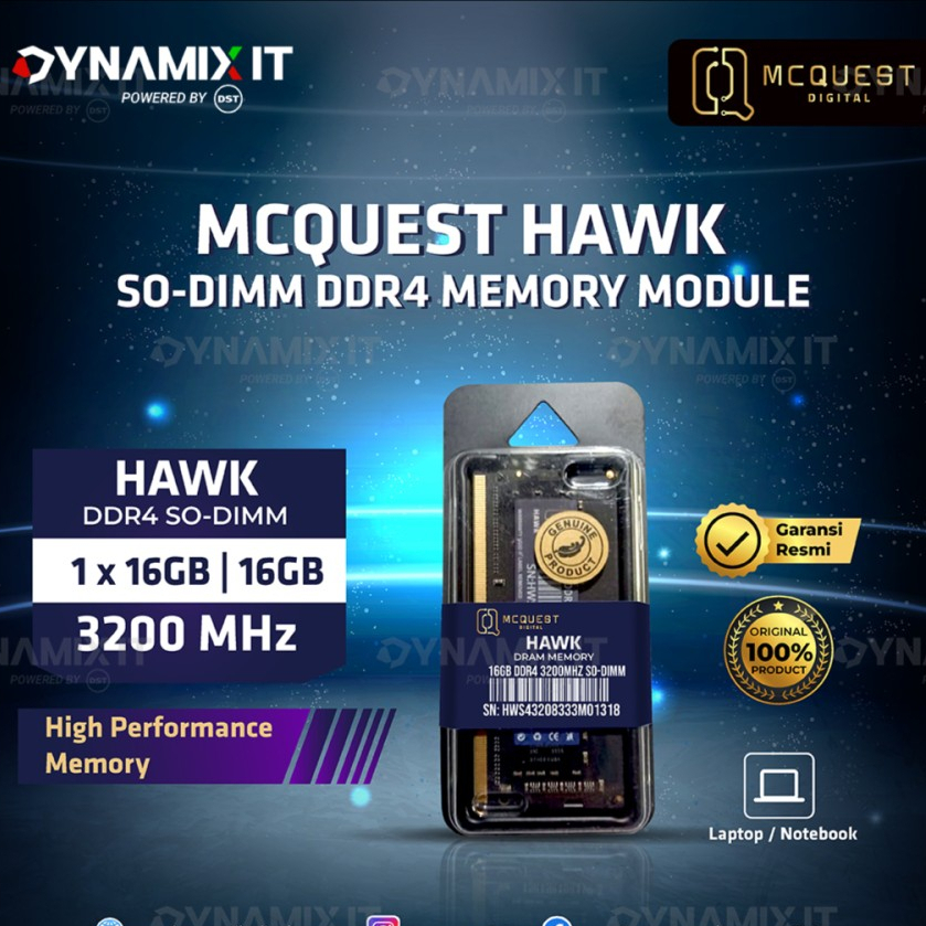 Jual MCQUEST HAWK SODIMM 16GB DDR4 3200MHz RAM Memory Module untuk ...