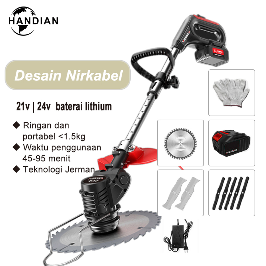 Jual 188V/88V/12V Mesin potong rumput baterai dg roda Mesin pemotong ...