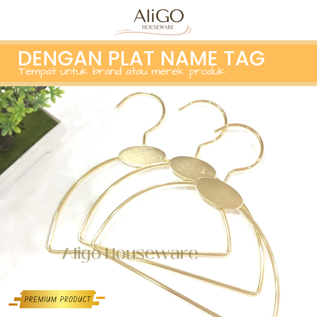 Jual ALIGO Hanger Pasmina Gold Hanger Syal Gold Luxury Dengan Plat Name ...