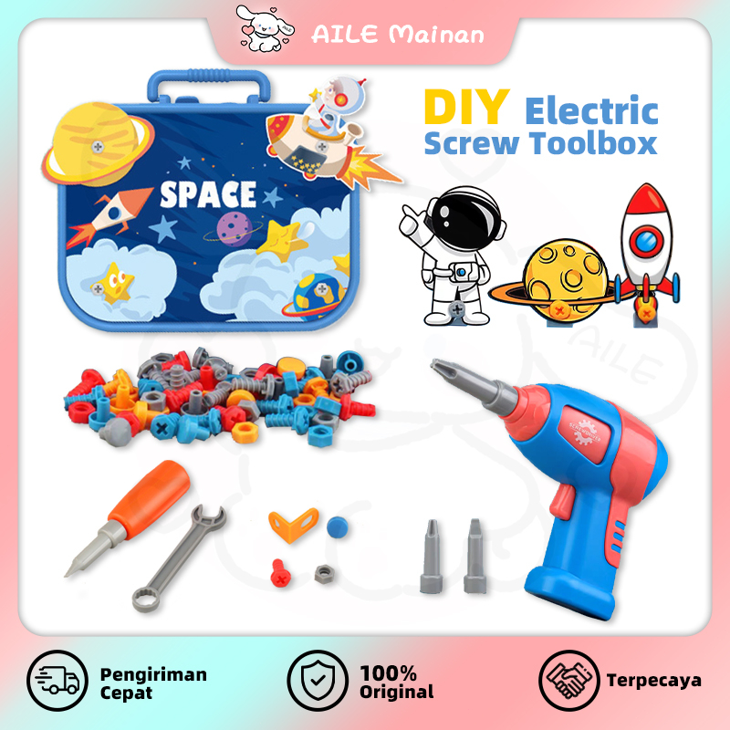 Jual Mainan Bor Listrik Tool Set Mainan Sekrup Kotak Alat Mainan ...
