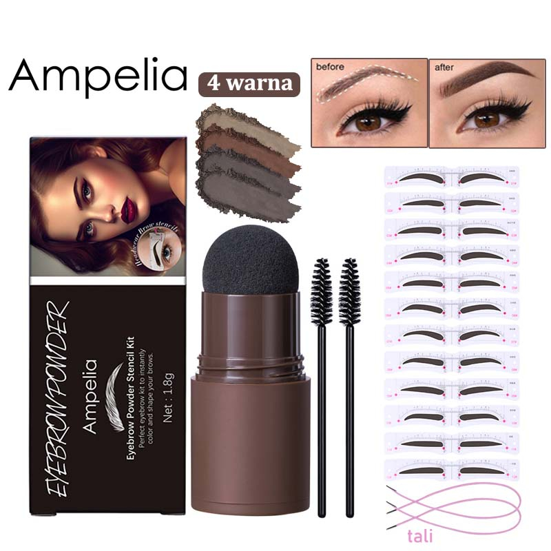 Jual 【2024 BARU】Ampelia Eyebrow Powder Cetakan Alis Instan Dengan 12 ...