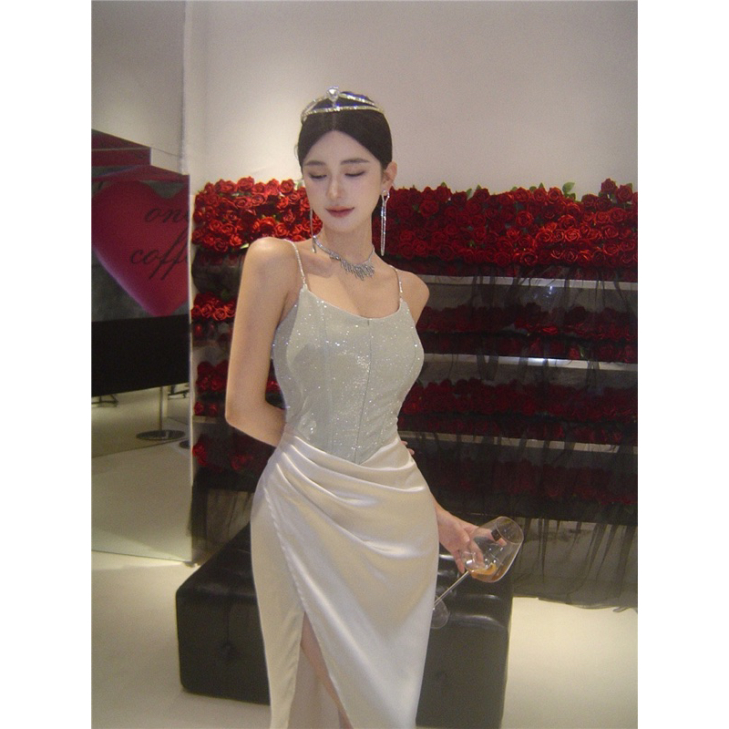 Jual Amber Silk Dress (Korean Glitter Sling Party Corset Dress Import ...
