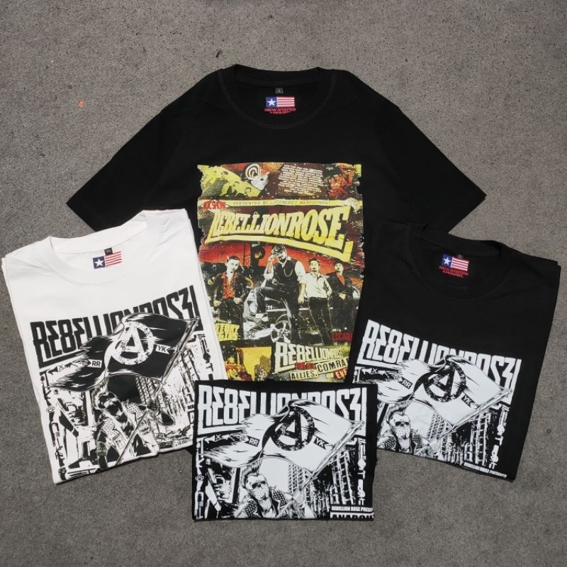 Jual kaos rebellion roses partai anarki / kaos punk band / kaos musik ...