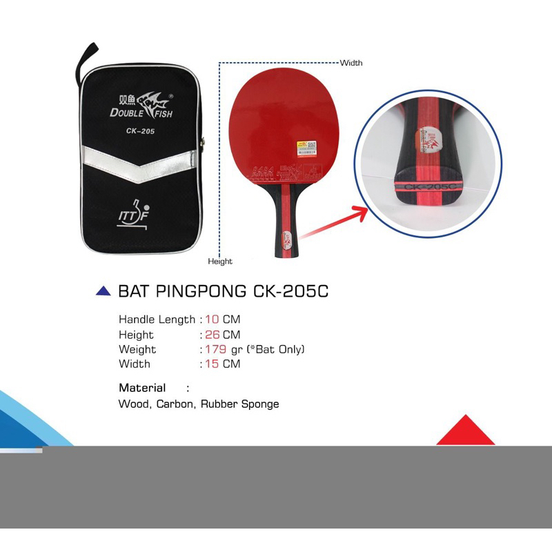 Jual Bet Tenis Meja / Bet Pingpong Double Fish CK-205 Import Original | Shopee Indonesia