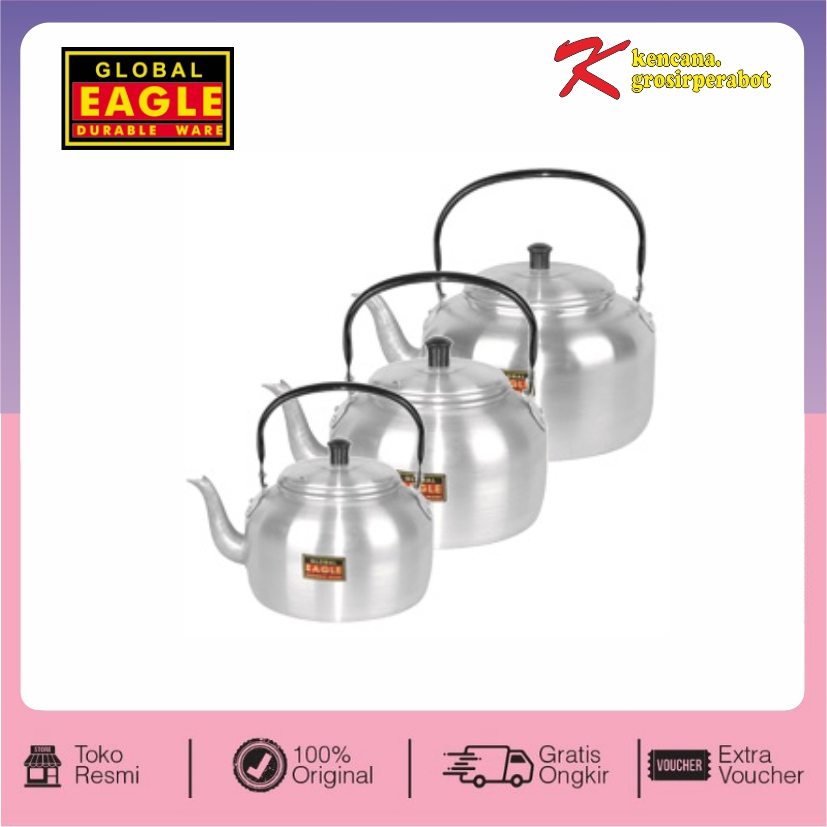 Jual Teko Air 16 18 22 cm Aluminium Global Eagle / teko cor / teko ...