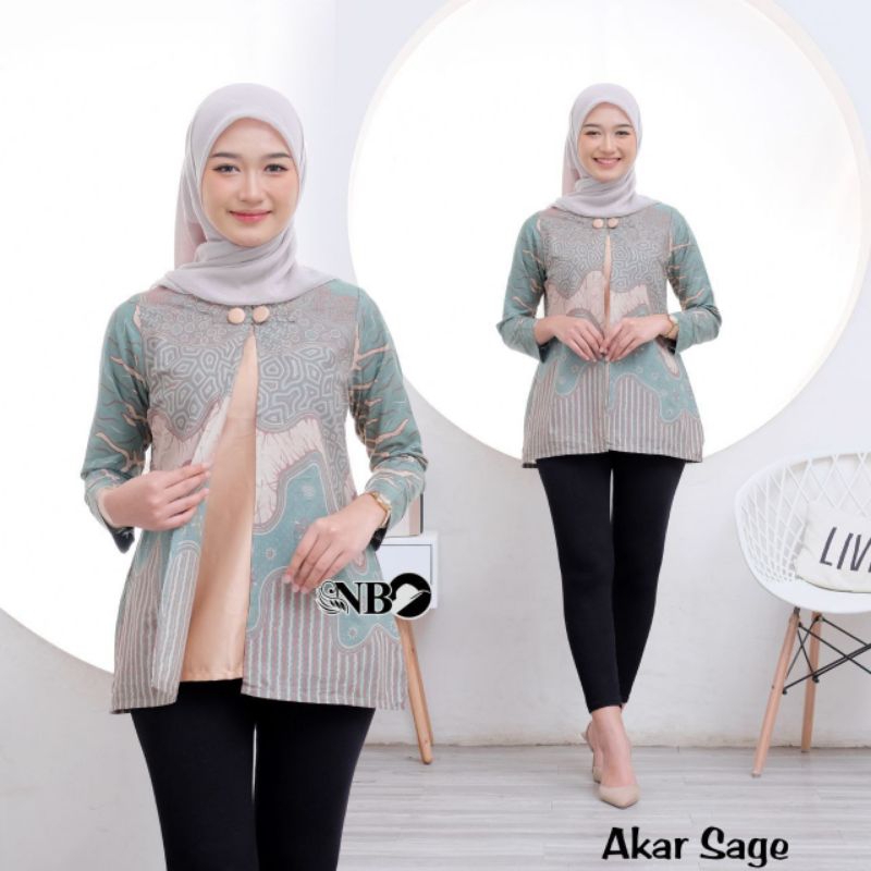 Jual blus batik wanita kombinasi velvet | atasan batik lengan panjang ...