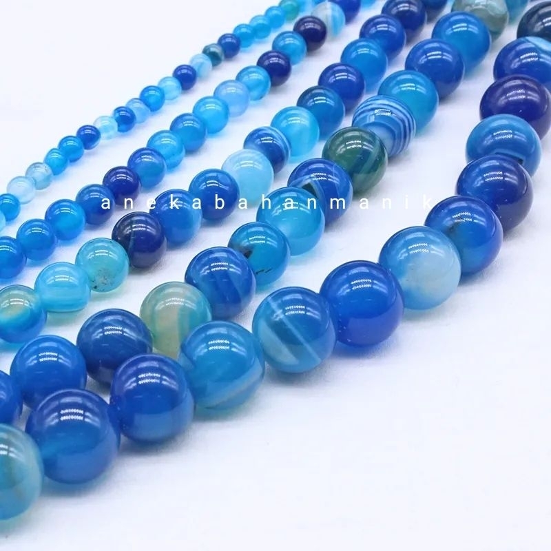 Jual Manik Batu Alam Blue Stripe Agate / Biru Manau | Shopee Indonesia
