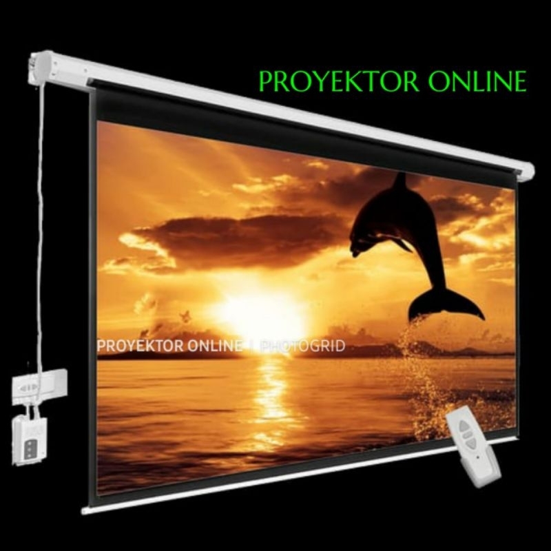 Jual Screen Projector Motorized 96" / Layar Proyektor Elektrik 96 ...