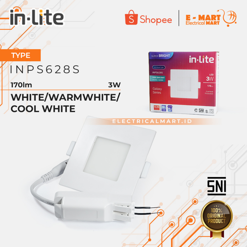 Jual Downlight INLITE IB 3W Kotak Panel LED Tanam INPS628S | Shopee ...