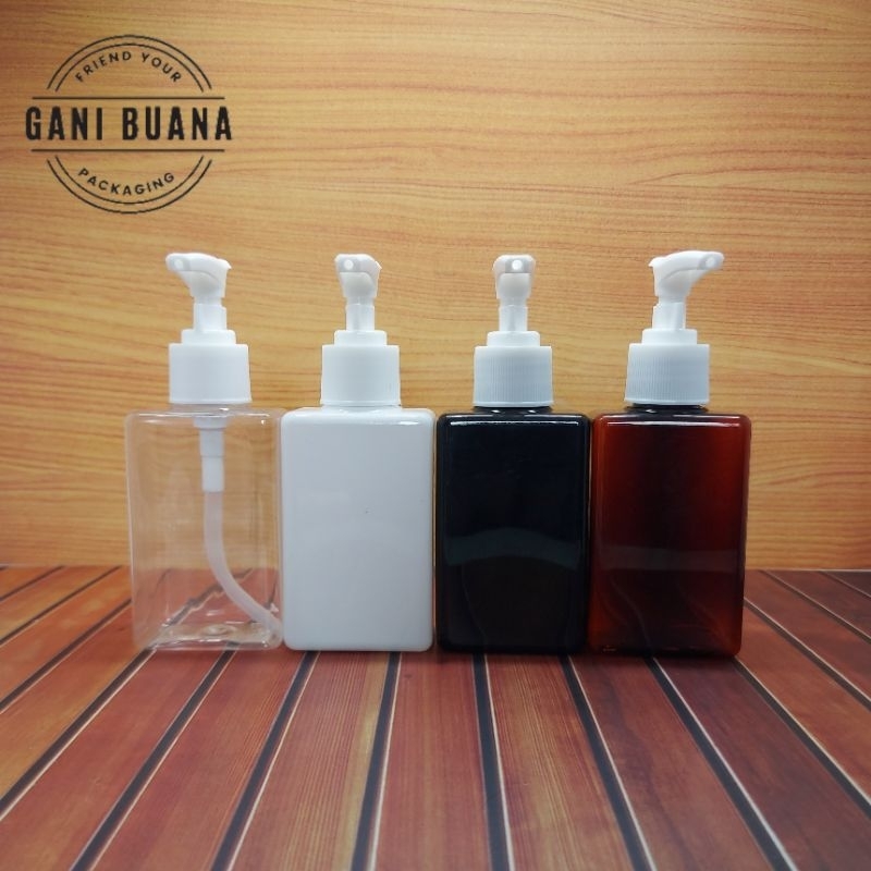 Jual BOTOL PUMP 100ML KOTAK/BOTOL BOKO 100ML KOTAK TUTUP PUMP PUTIH CLIP/BOTOL PUMP PET 100ML ...