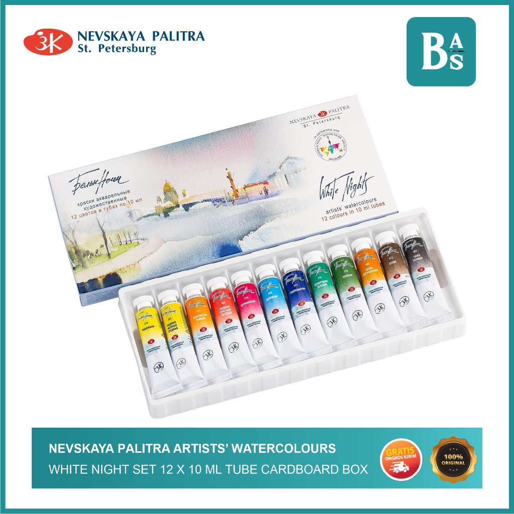 Jual Nevskaya Palitra Artists’ Watercolours White Night Set 12 x 10 ml ...