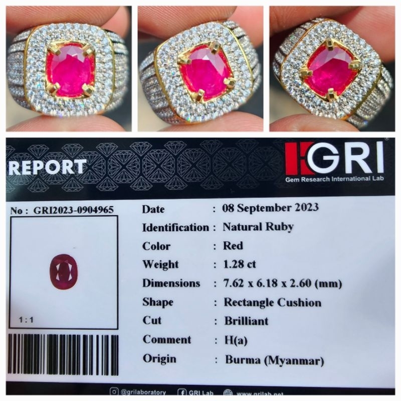 Jual Natural Red Ruby Burma Myanmar Top Luster Memo 1.28 crt | Shopee Indonesia