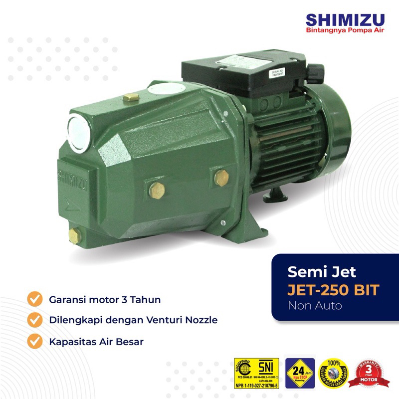 Jual Pompa Air Shimizu Semi Jet Pump JET 250 BIT 250W 250 Watt Mesin Pompa Air Sumur Dangkal ...