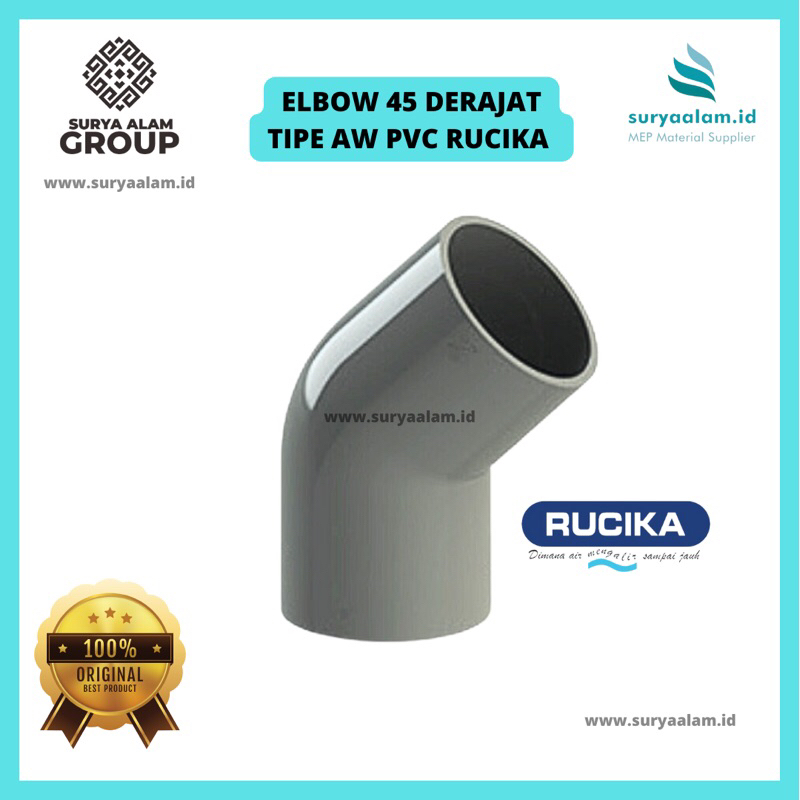 Jual KNEE 1" 45 DERAJAT AW RUCIKA | ELBOW AW 1 INCH 45 DERAJAT RUCIKA | KNIE | ELBOW | KENI | L ...