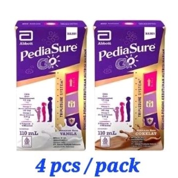 Jual Pediasure Go susu UHT ( 4 pcs / pack ) rasa COKLAT / VANILA 110ml ...