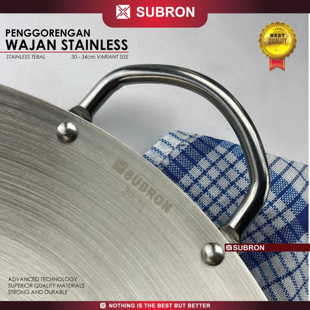 Jual SUBRON Wajan Penggorengan Stainless Steel Tebal Wok Kuali Goreng ...