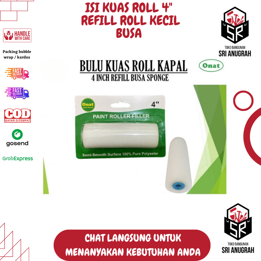 Jual Refill Kuas Roll 4" Isi Kuas Roll Kecil Busa Polyester | Shopee ...